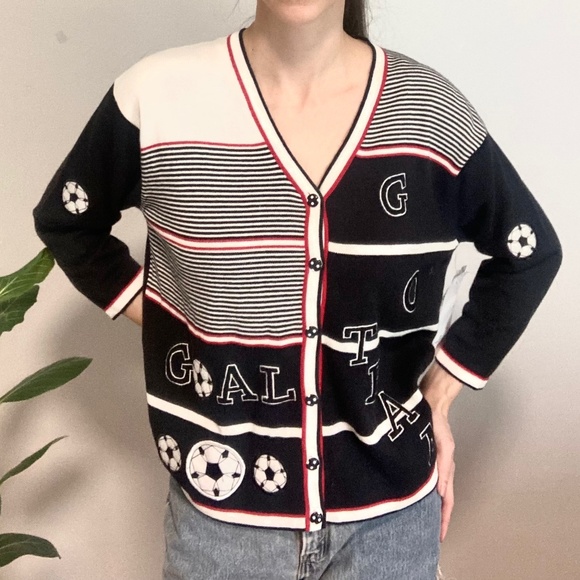 Vintage | Sweaters | Vintage Embroidered Soccer Mom Cardigan Sweater ...